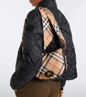 Burberry Check Silk Twill Shoulder Bag - Beige