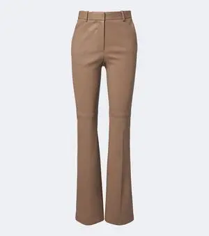 JOSEPH Tafira Leather Flared Pants - Beige