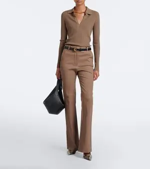 JOSEPH Tafira Leather Flared Pants