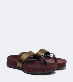Dries Van Noten Satin And Leather Thong Sandals - Multicoloured