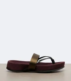 Dries Van Noten Satin And Leather Thong Sandals