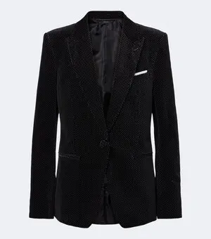 TOM FORD Polka-dot Cotton Velvet Blazer - Black