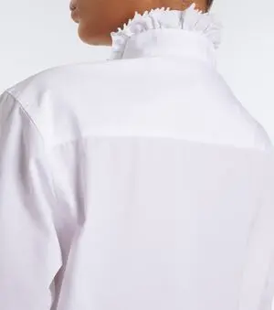 Burberry Logo Ruffled Cotton Poplin Shirt