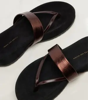 Dries Van Noten Metallic Leather Thong Sandals