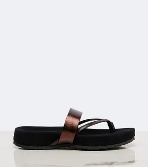 Dries Van Noten Metallic Leather Thong Sandals