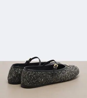 Prada Chevron Tweed Mary Jane Ballet Flats