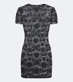 Gucci Sequined Floral Lace Mini Dress - Black