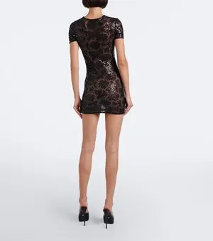 Gucci Sequined Floral Lace Mini Dress