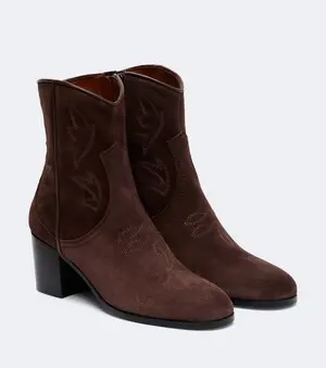 Valentino Garavani Bard Embroidered Suede Ankle Boots - Brown
