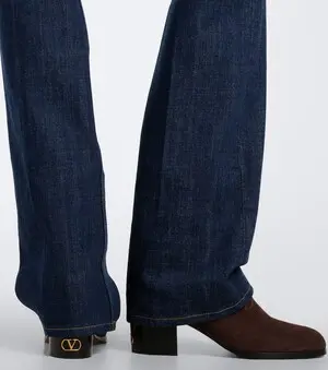 Valentino Garavani Bard Embroidered Suede Ankle Boots