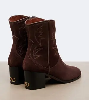 Valentino Garavani Bard Embroidered Suede Ankle Boots