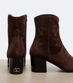 Valentino Garavani Bard Embroidered Suede Ankle Boots