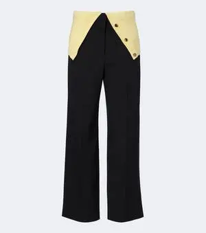 Loewe Paneled Wool Wide-leg Pants - Black