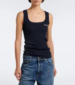 Miu Miu Ribbed-knit Cotton Tank Top