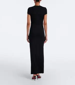 JEAN PAUL GAULTIER Leather-trimmed Jersey Maxi Dress