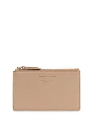 Emporio Armani Leather Card Holder - Beige