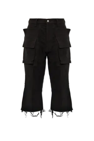 Rick Owens Shorts With Raw Hem - Black