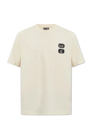 EA7 T-shirt With Patches And Print - Cream