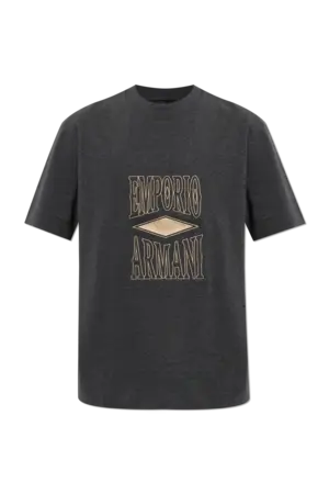 Emporio Armani T-shirt With Embroidered Logo - Grey