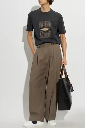 Emporio Armani T-shirt With Embroidered Logo - Grey