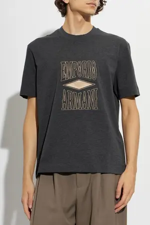 Emporio Armani T-shirt With Embroidered Logo - Grey
