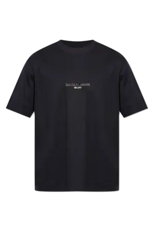 Emporio Armani T-shirt With A Raised Logo - Navy Blue