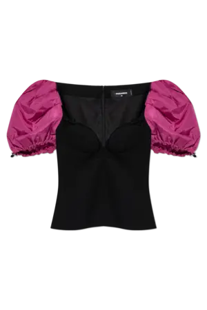 Dsquared2 Wool Top With Puffed Sleeves - Black