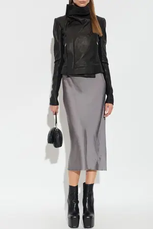 Rick Owens Leather Jacket With Stand-up Collar
