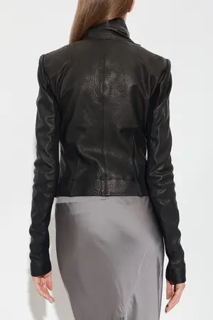 Rick Owens Leather Jacket With Stand-up Collar