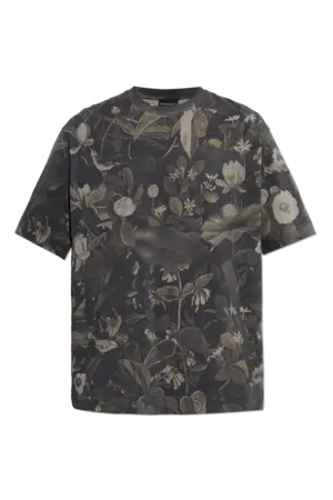 Emporio Armani T-shirt With Floral Motif - Grey