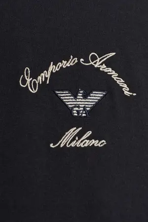 Emporio Armani T-shirt With Embroidered Logo - Navy Blue