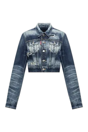 Dsquared2 Denim Jacket With Vintage Effect - Navy Blue