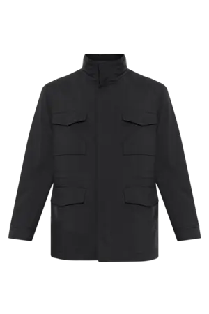 Brioni Jacket With Stand-up Collar - Navy Blue
