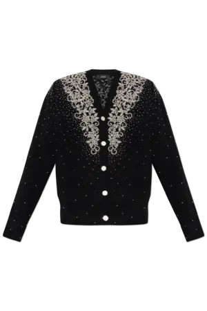 Amiri Cardigan With Shimmering Appliqués - Black