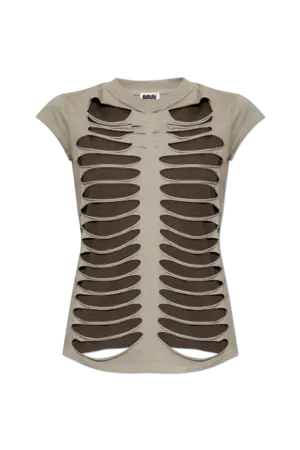 AVAVAV Top With Decorative Slits - Grey