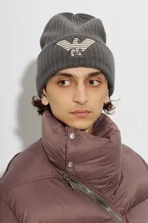 Emporio Armani Wool Beanie With Embroidered Logo