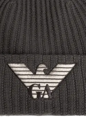Emporio Armani Wool Beanie With Embroidered Logo