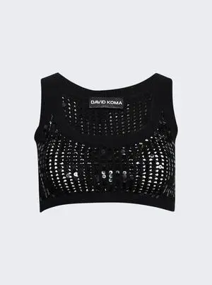 David Koma Sequin Crop Knit Top