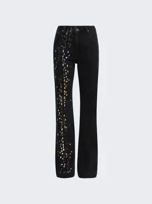 David Koma Speckled Foil Print Straight Leg Jeans And Silver - Black