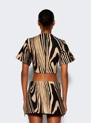David Koma Zebra Print Crop Top And Black