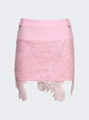 David Koma Fabric Mix Lace Hem Mini Skirt Soft - Pink