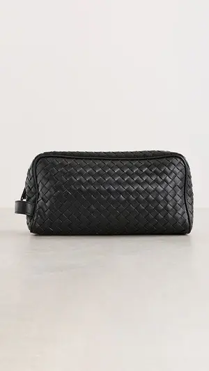 Shopbop Bottega Veneta Intrecciato Calfskin Toiletry Bag - Black
