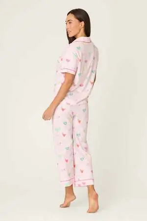PJ Salvage Whimsy Sip Happens Cropped Pajama Set - Light Pink