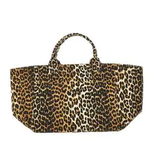 GANNI Leopard Canvas Tote - Multicolor