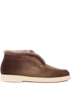 Santoni Yalta Suede Fur Detail Boots
