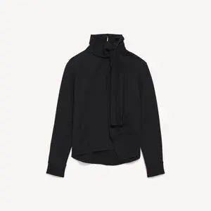 Balenciaga Silk Crepe Scarf Shirt - Black