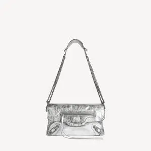 Balenciaga Le City Clutch With Chain - Silver