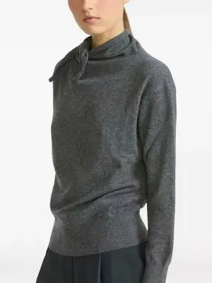 YVES SALOMON Scarf-collar Cashmere Sweater - Grey
