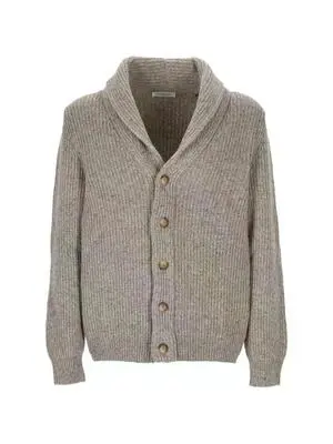 GRAN SASSO Ribbed-knit Shawl-collar Cardigan - Neutrals