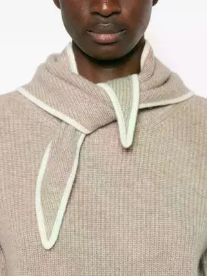 Sandro Ribbed-knit Scarf-detail Wool Sweater